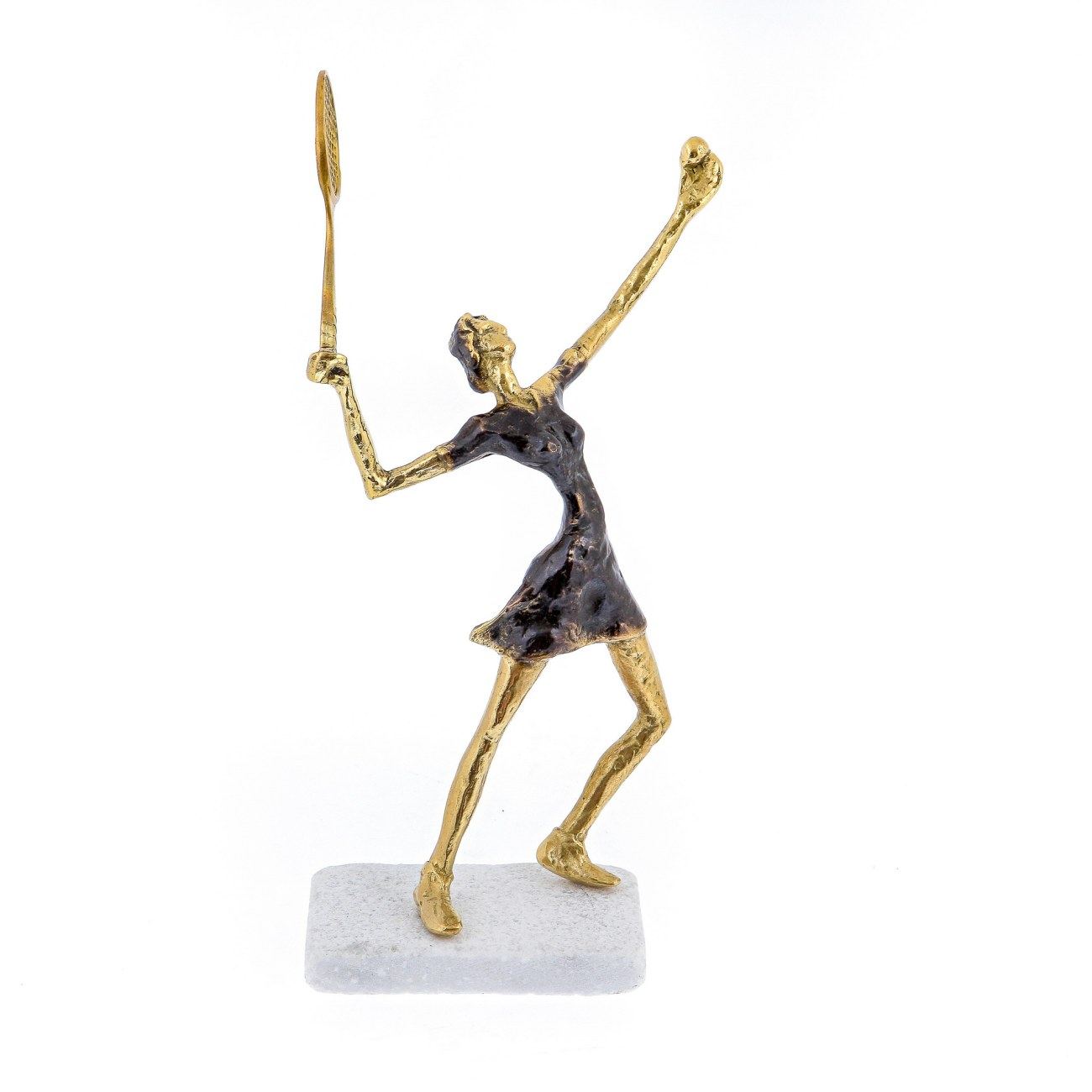 "Tennis Player" Metal Sculpture - Handmade Bronze on Marble Base ...