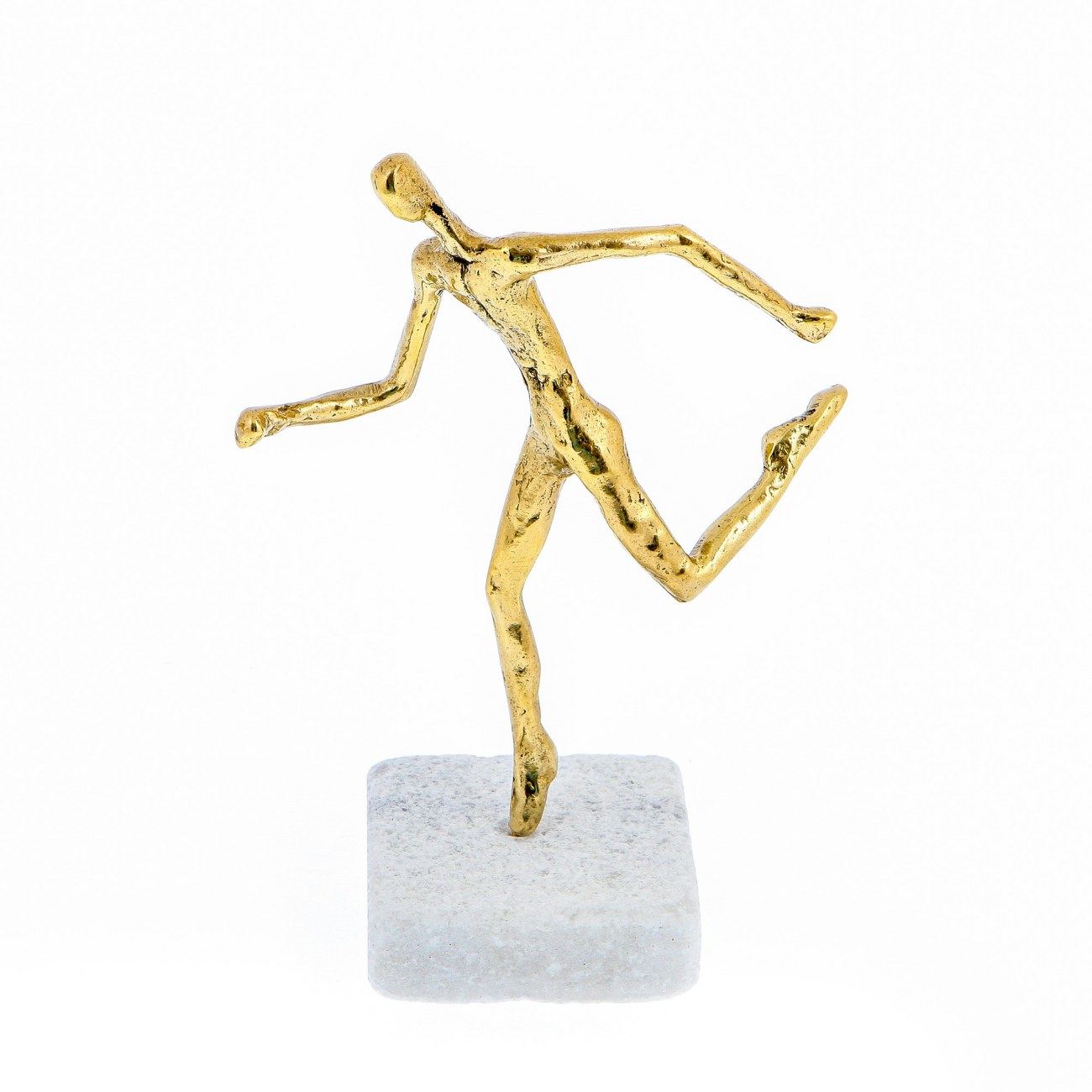 "Runner" Metal Sculpture - Handmade Bronze on Marble Base - 6.1' (15.5cm)
