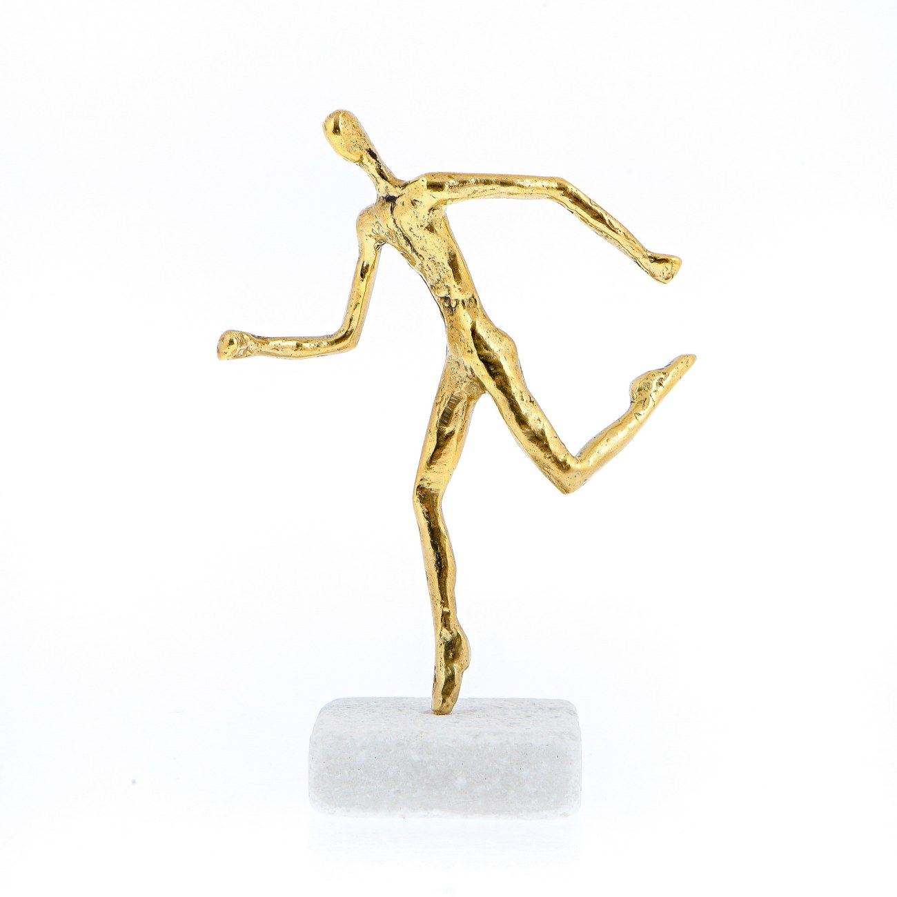 "Runner" Metal Sculpture - Handmade Bronze on Marble Base - 6.1' (15.5cm)
