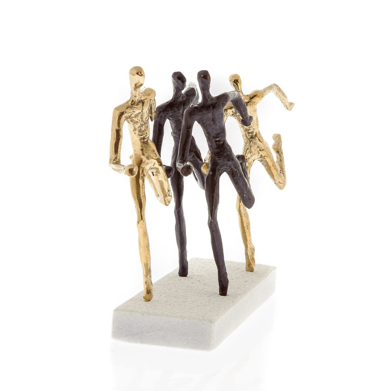 "Runners" Metal Sculpture - Handmade Bronze on Marble Base - 9'' (23cm)