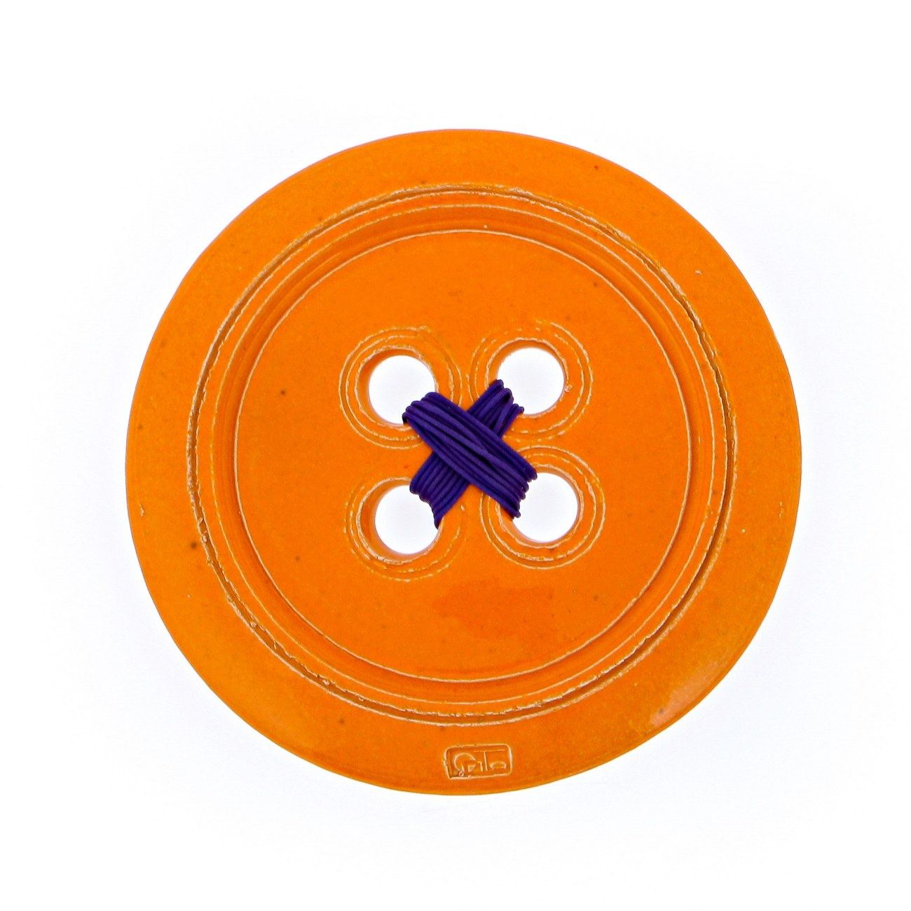 Ceramic Orange Button - Modern Handmade Wall Art Decor - Small Size 7.1 ...