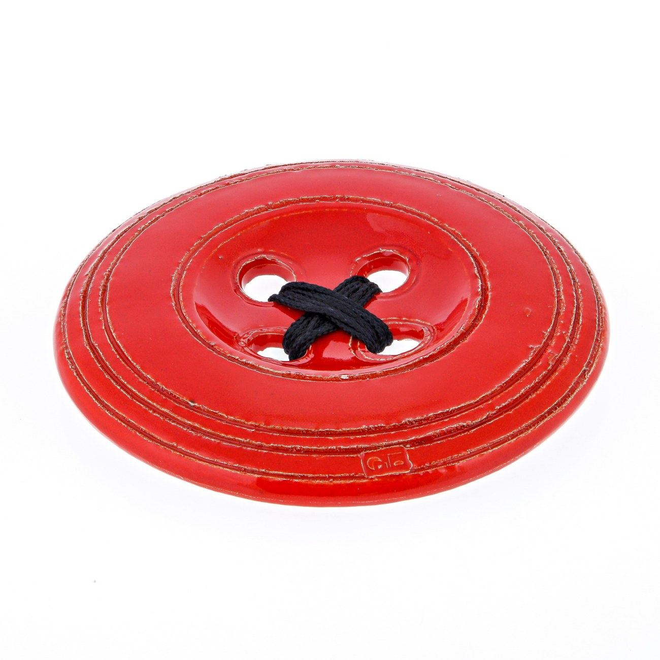 Ceramic Red Button - Modern Handmade Wall Art Decor - Large Size 9.8 ...